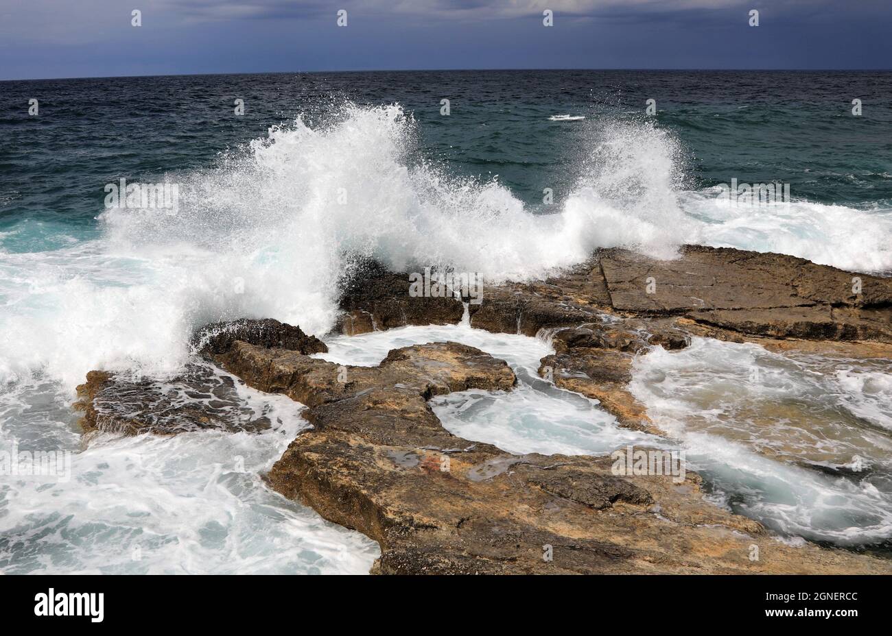 Beirut, Lebanon. 23rd Sep, 2021. Waves hit the coast in Beirut, Lebanon ...