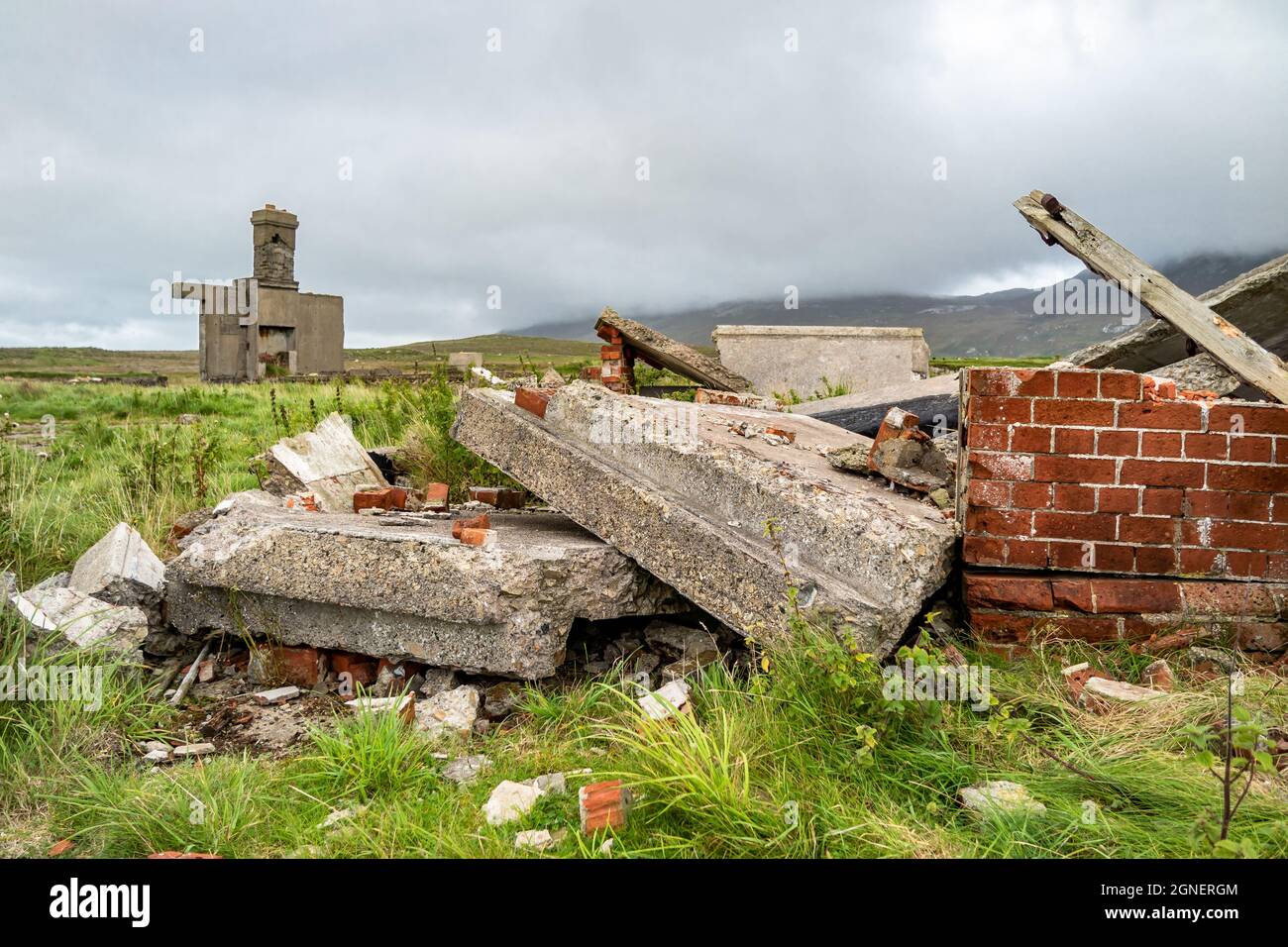 The ruins of Lenan Head fort at the north coast of County Donegal ...