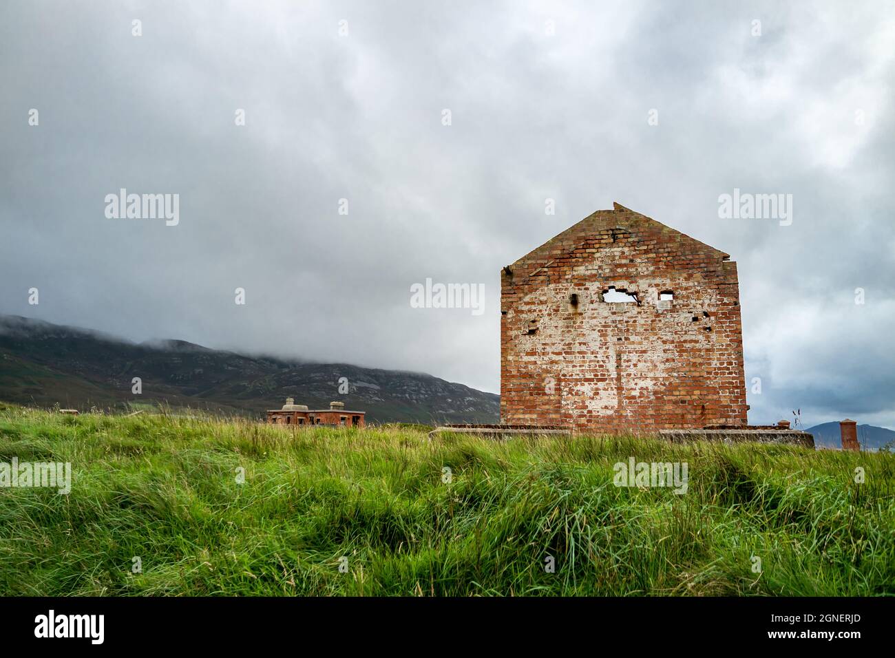 The ruins of Lenan Head fort at the north coast of County Donegal ...