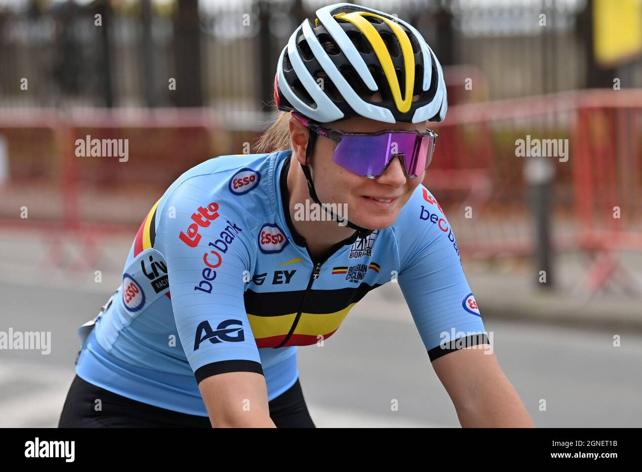 Belgian Lotte Kopecky pictured before the start of the women elite road ...