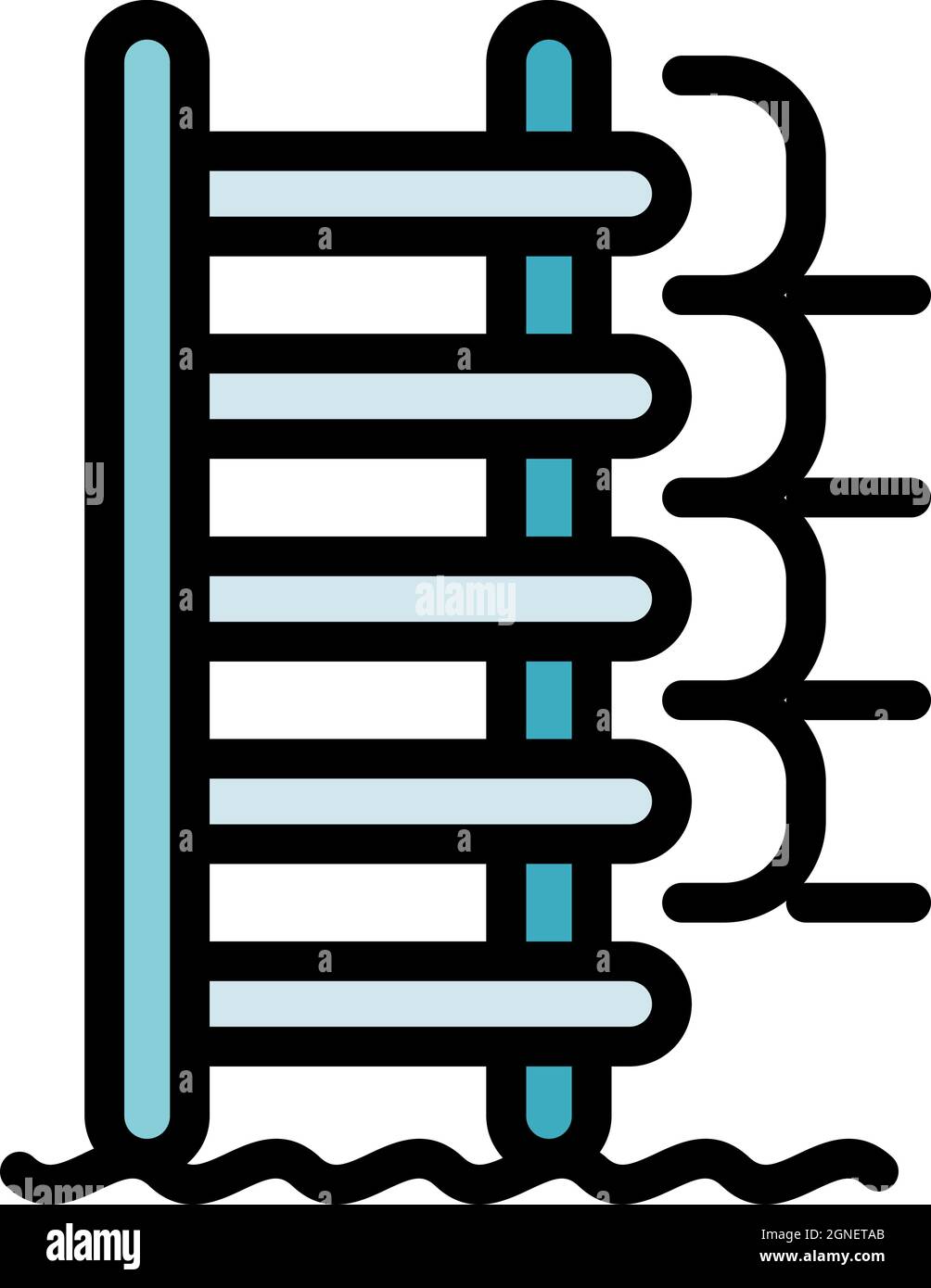 Pool stairs icon. Outline pool stairs vector icon color flat isolated ...