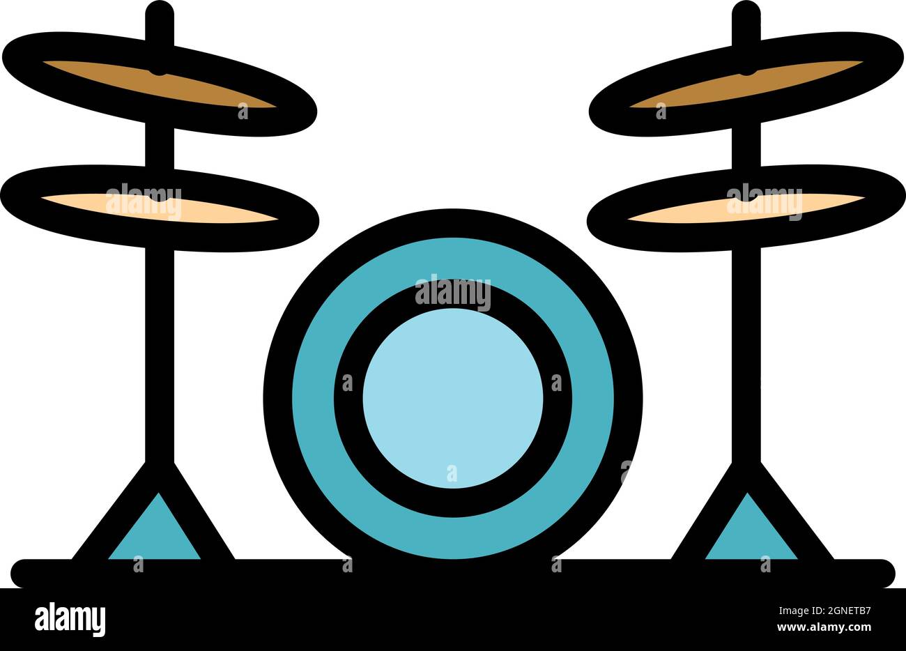 Musical drums icon. Outline musical drums vector icon color flat ...