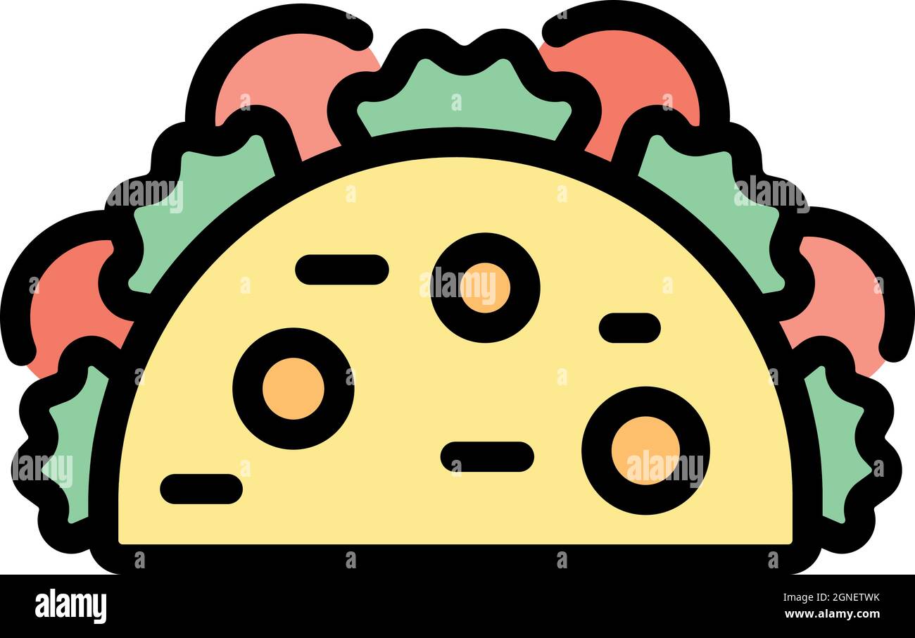 Taco lunch icon. Outline taco lunch vector icon color flat isolated ...