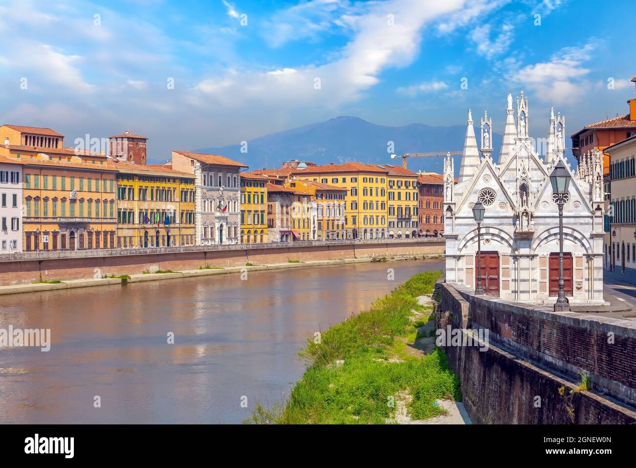 Pisa city downtown skyline cityscape of Italy. Famous travel attraction ...
