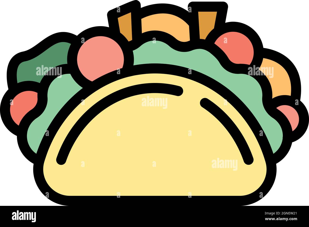 Menu taco icon. Outline menu taco vector icon color flat isolated Stock ...