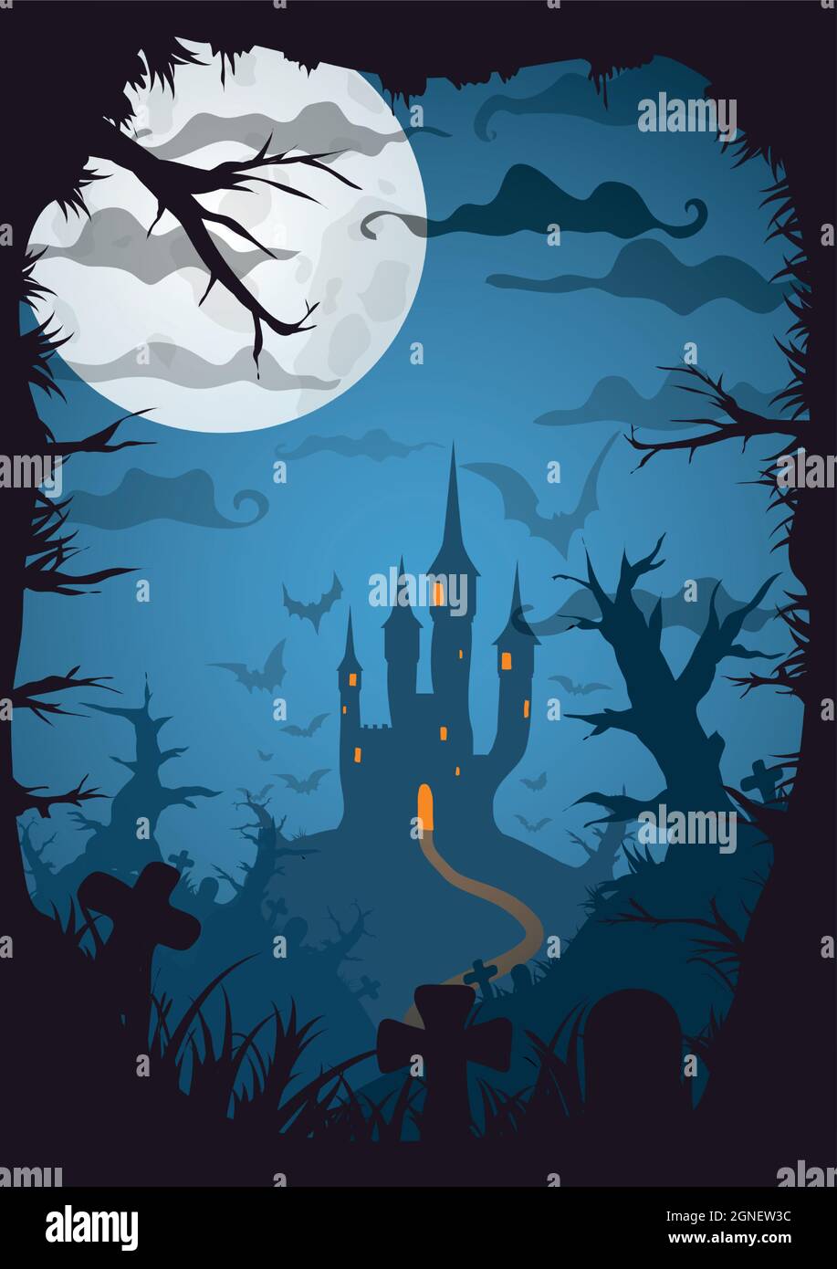 Halloween night blue moon Stock Vector Images - Alamy