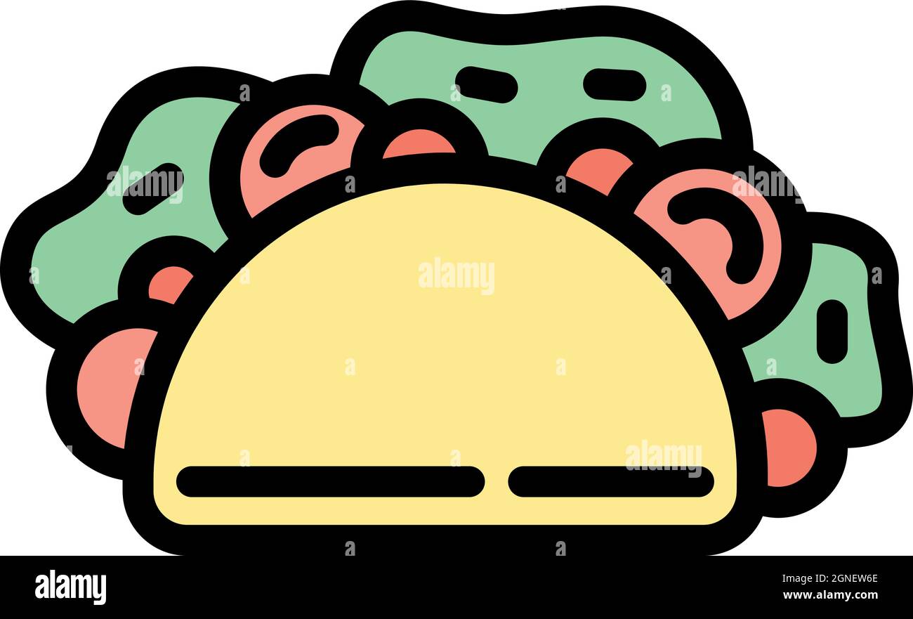 Beef taco icon. Outline beef taco vector icon color flat isolated Stock ...