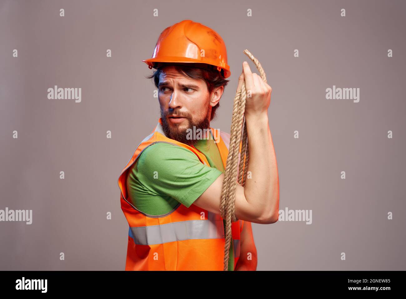 male builder hard profession industry isolated background Stock Photo ...