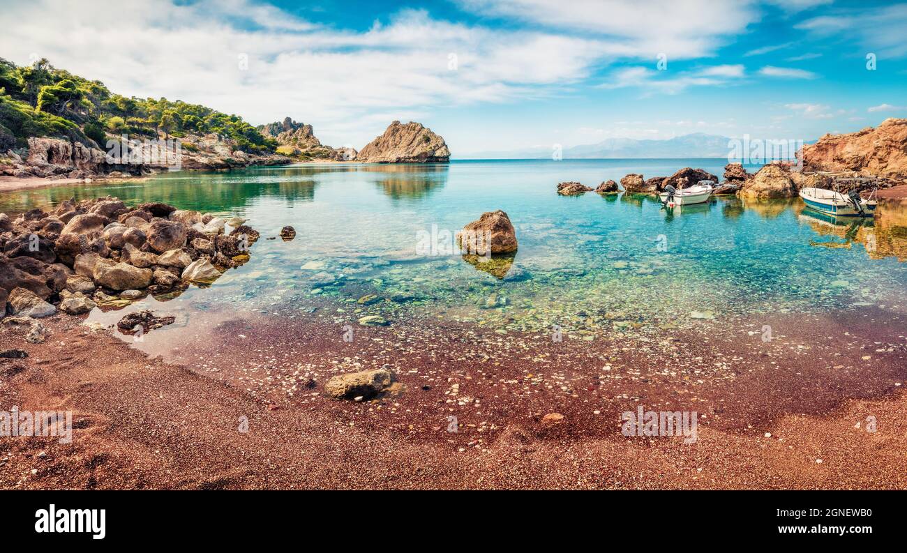 Bright summer panorama of Sterna Beach, popular tourist attraction ...