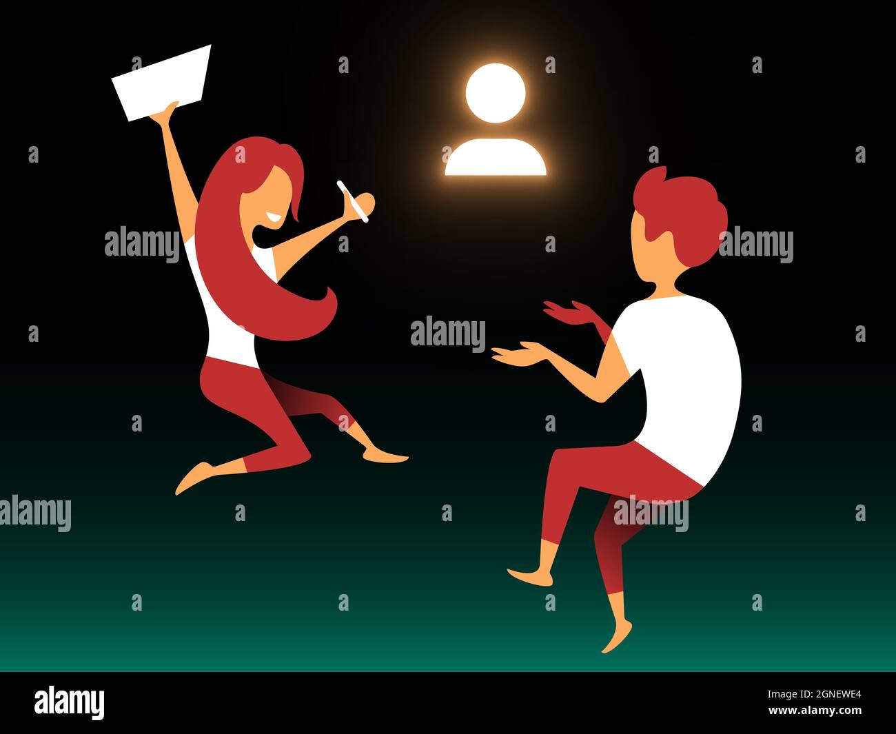 Vector job interview in gradient style. Editable illustration Stock ...
