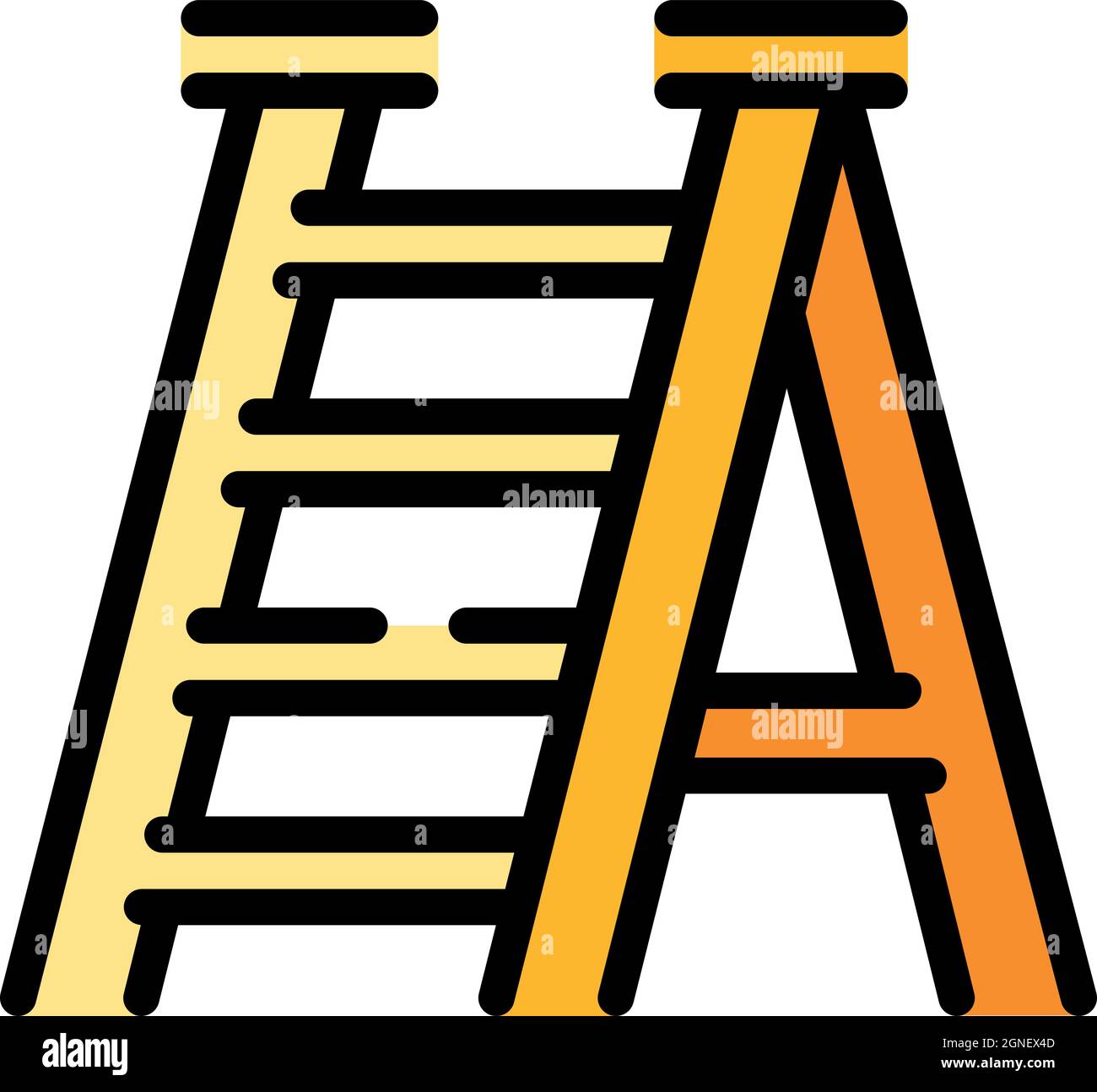 Metal step ladder icon. Outline metal step ladder vector icon color ...