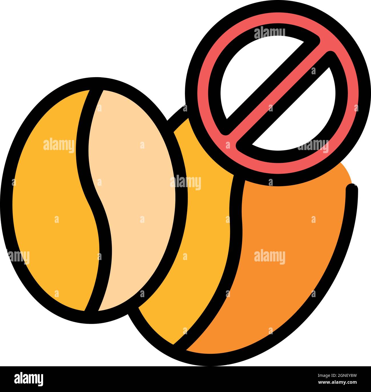 No caffeine icon. Outline no caffeine vector icon color flat isolated ...