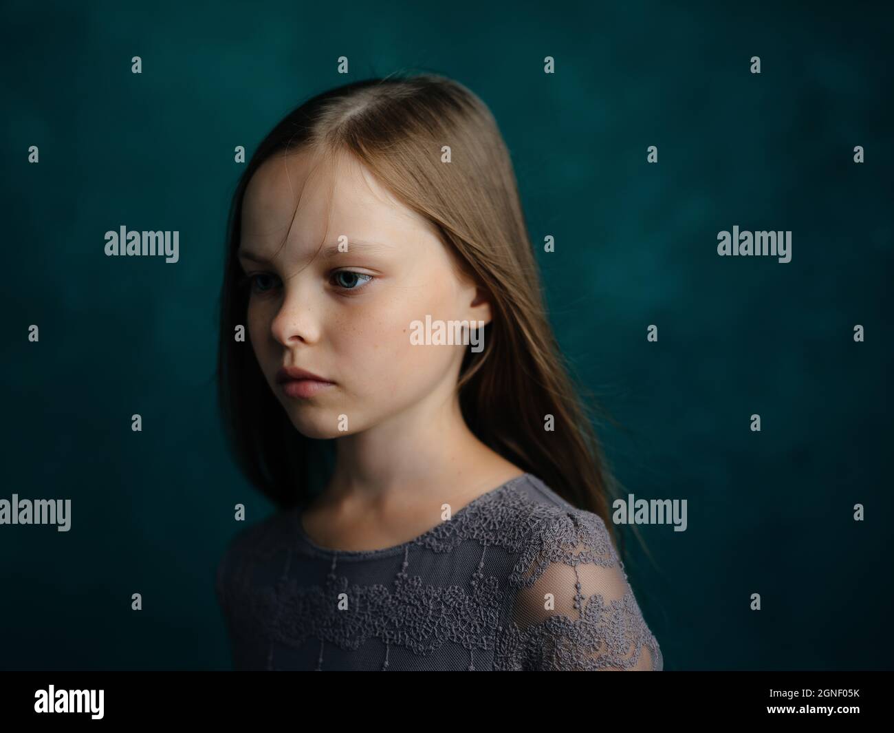 girl with blue hair depression emotions sad facial expression Stock ...