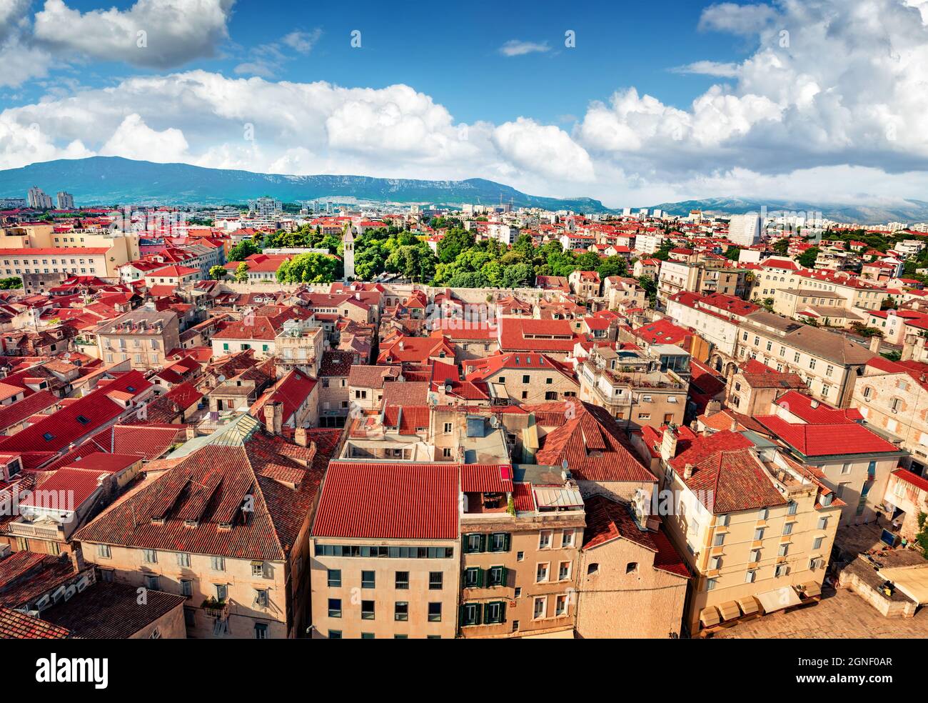Aerial summer cityscape of Split city, Croatia, Europe. Beautiful world ...