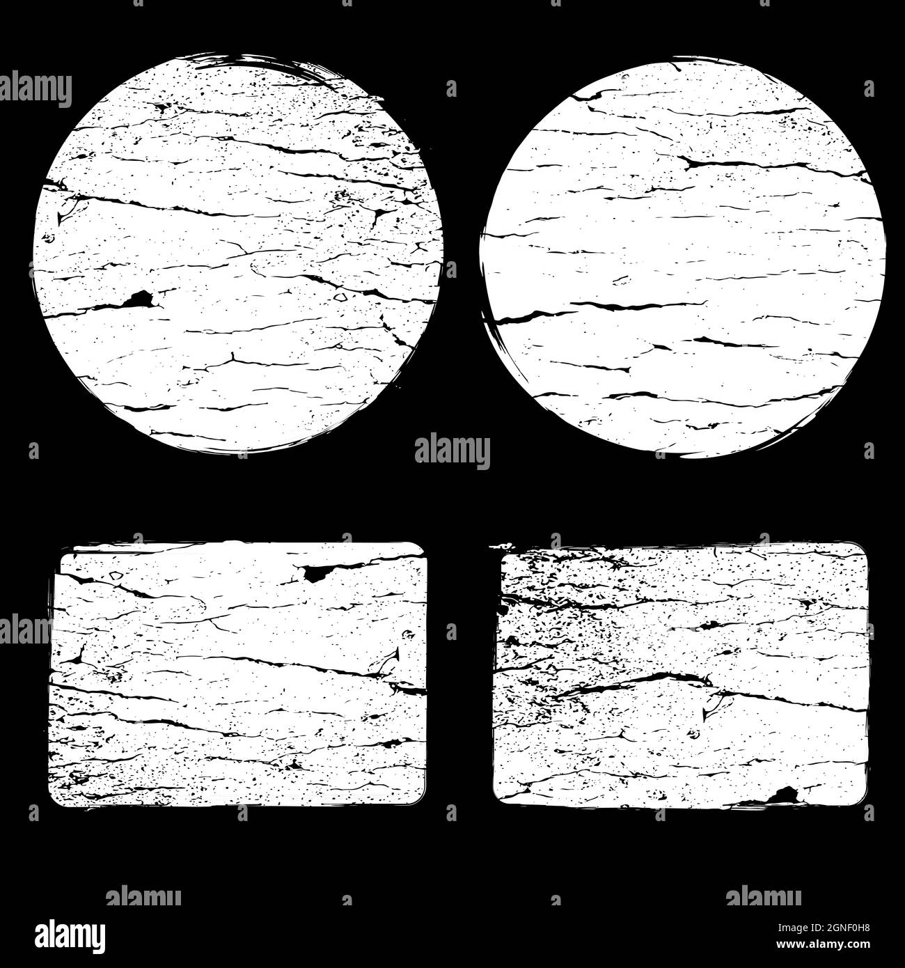 Set of white vector grunge scratch post stamps. Vector distress ...