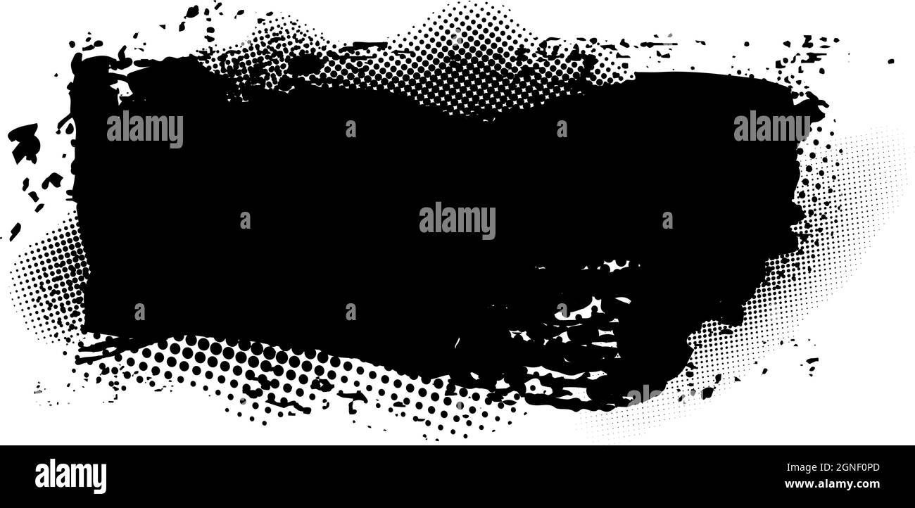 Grunge urban background with halftone dots. Vector brush stroke. Dust ...