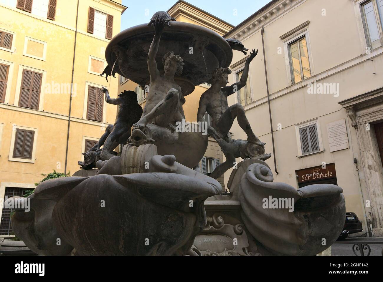 ROME, ITALY - Sep 02, 2019: TA closeup shot of Turtle Fountain or ...