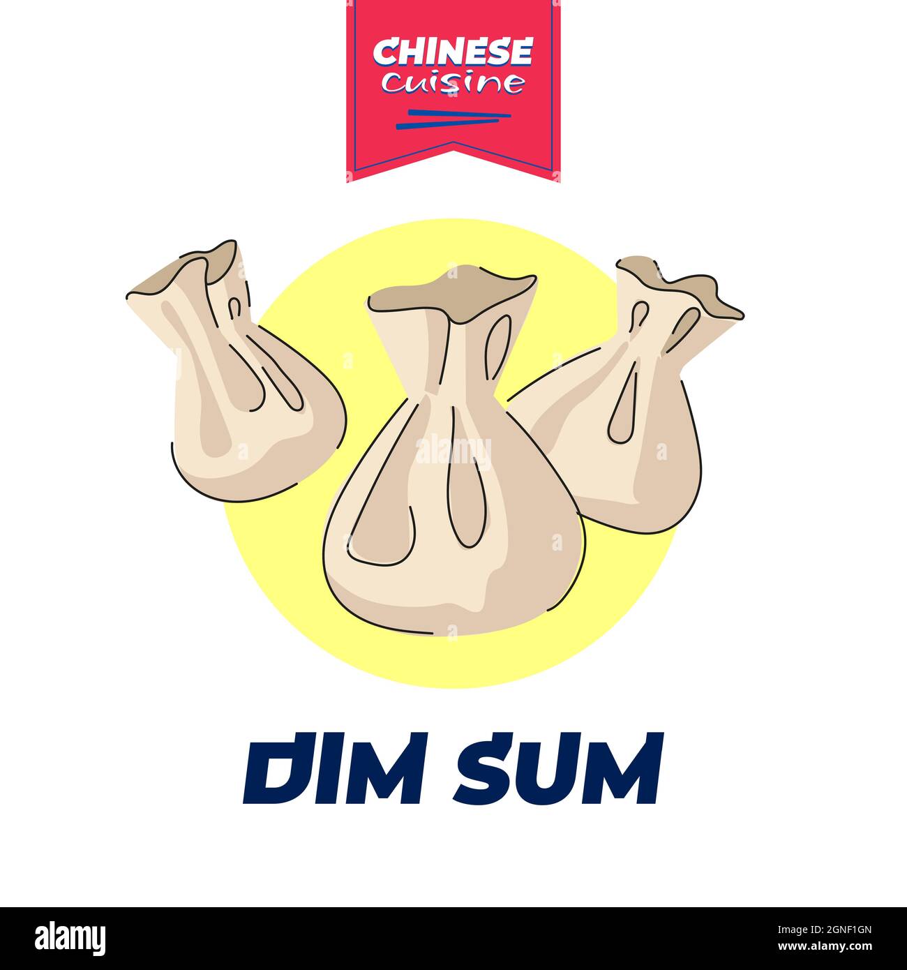 Chinese cuisine dim sum banner concept. China national dish steamed ...