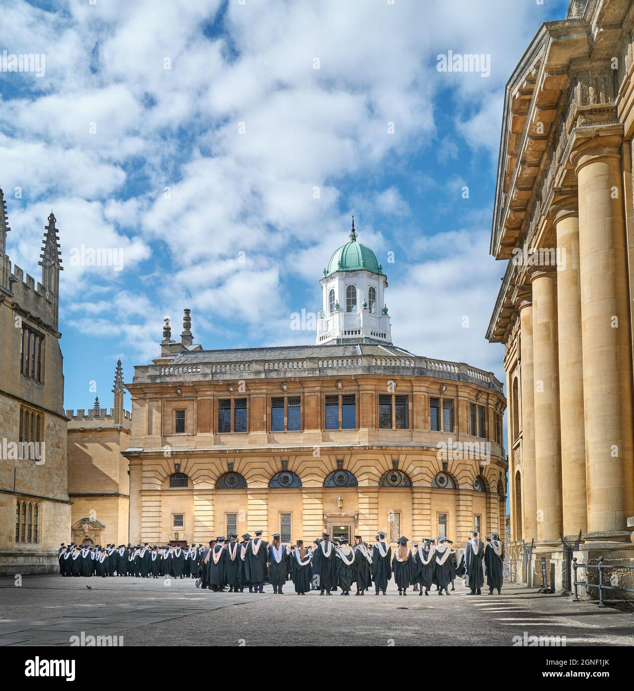 Graduate students of the university of Oxford, England, line up in the ...