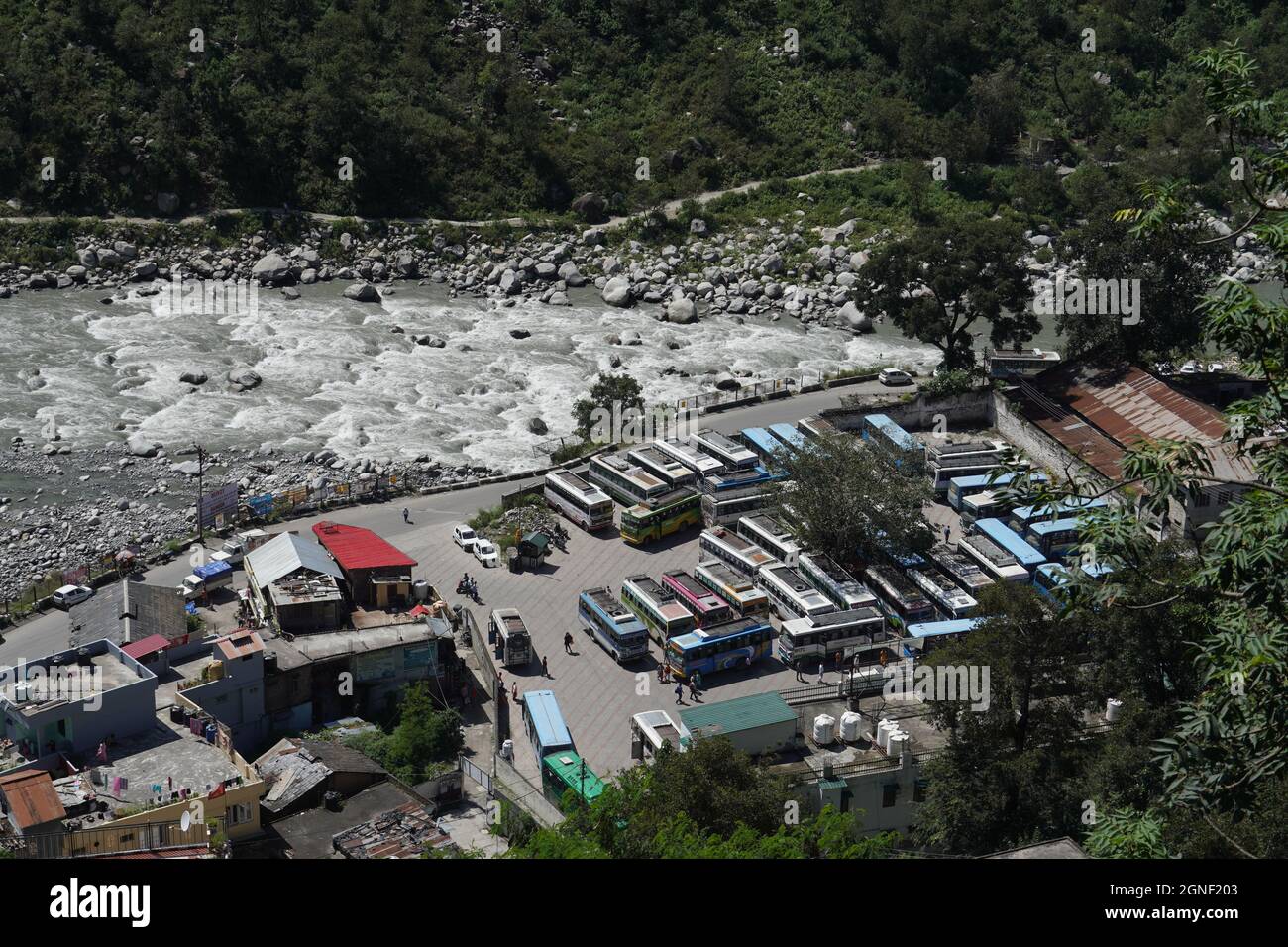 Bird's eye view of Indian river Ravi Stock Photo - Alamy