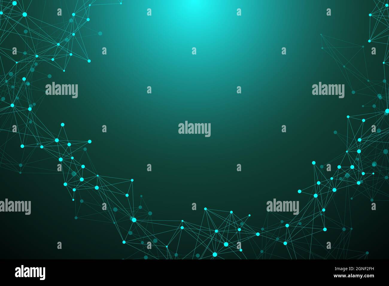 Technology abstract background with connected line and dots. Big data visualization. Artificial ...