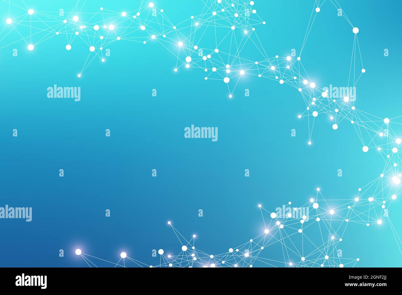 Technology abstract background with connected line and dots. Big data visualization. Artificial ...