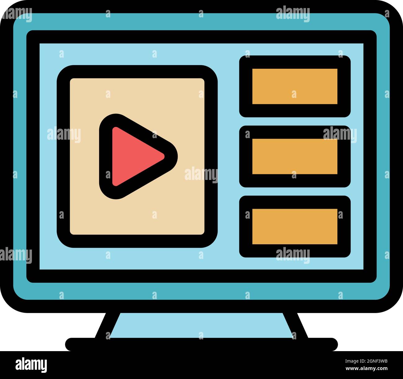Flat interactive tv icon. Outline flat interactive tv vector icon color ...