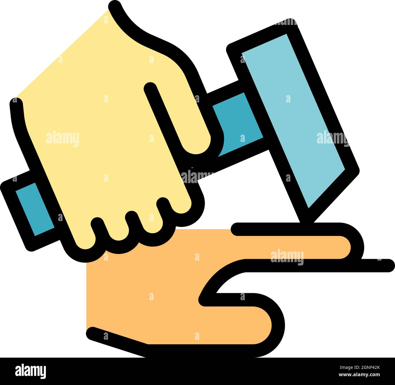 Careless person with hammer icon. Outline careless person with hammer ...