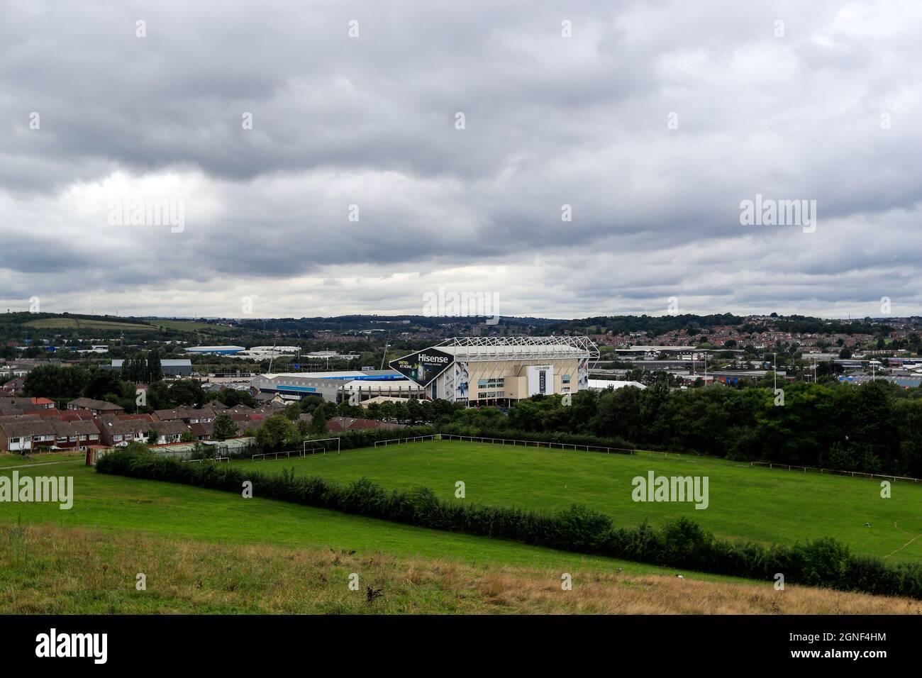 Overlooking Elland Road Stadium from Beeston Hill ahead of the game ...