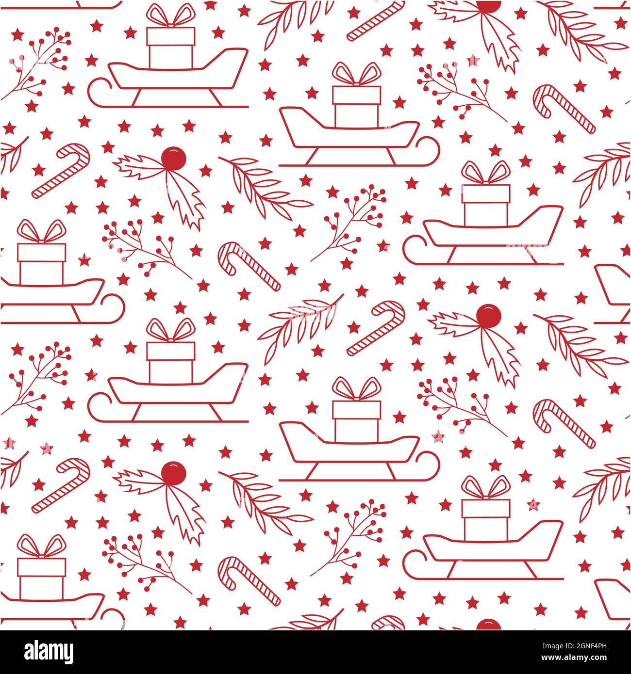 Christmas pattern with sleigh. Outline illustration Stock Vector Image ...