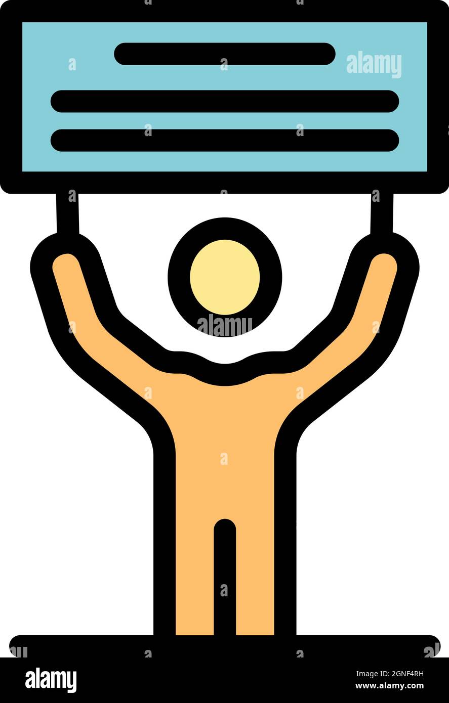 Protest banner icon. Outline protest banner vector icon color flat ...