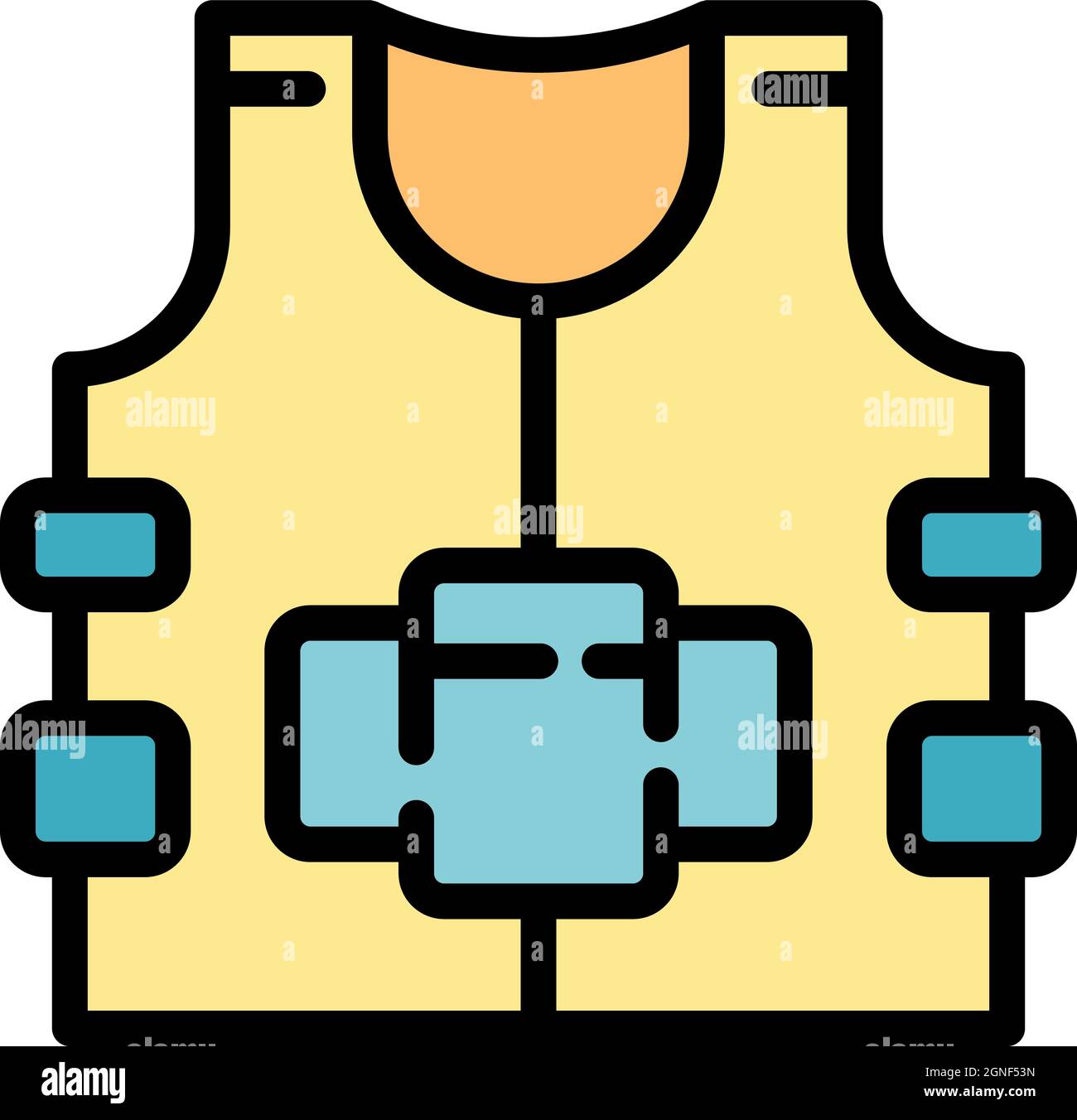 Bulletproof vest icon. Outline bulletproof vest vector icon color flat ...