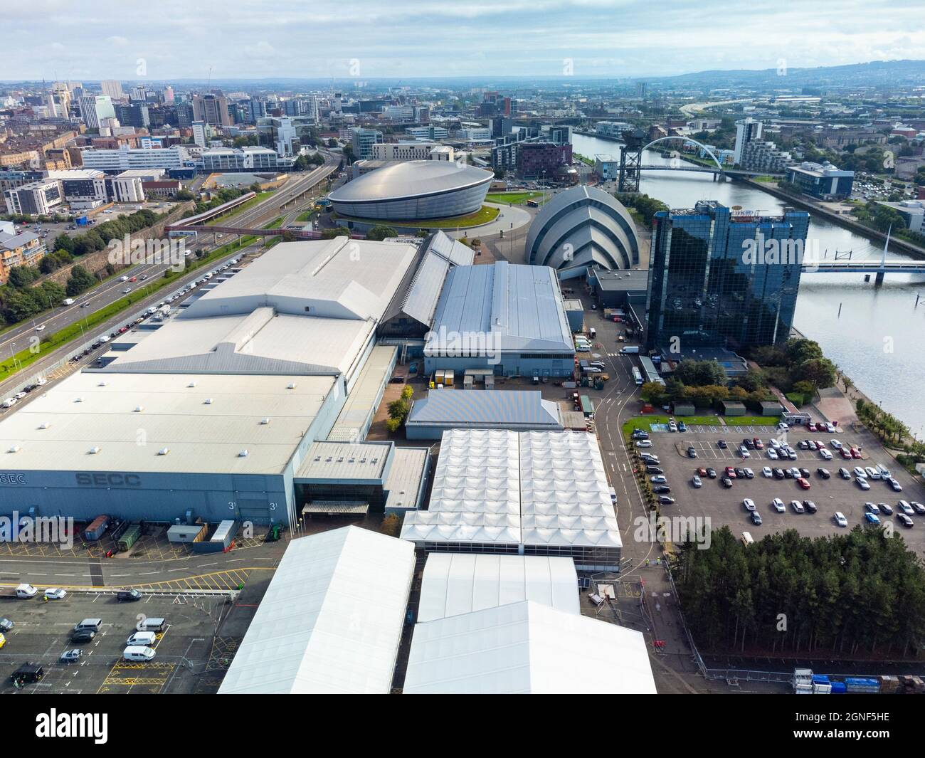 Aerial views of the site of the COP26 international climate change ...