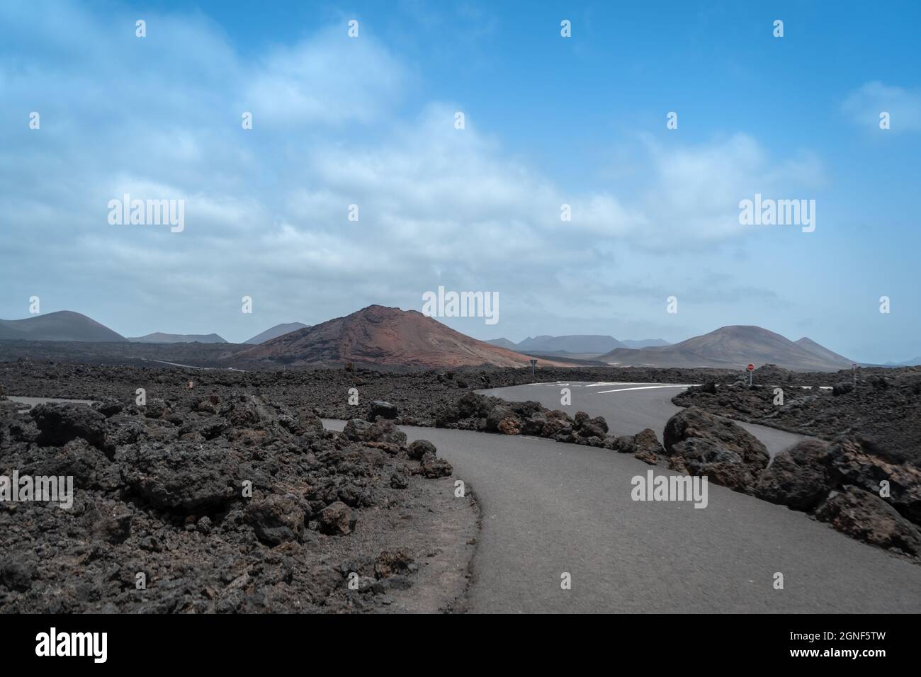 View of the volcanoes in the Timanfaya National Park. Yaiza. Lanzarote ...