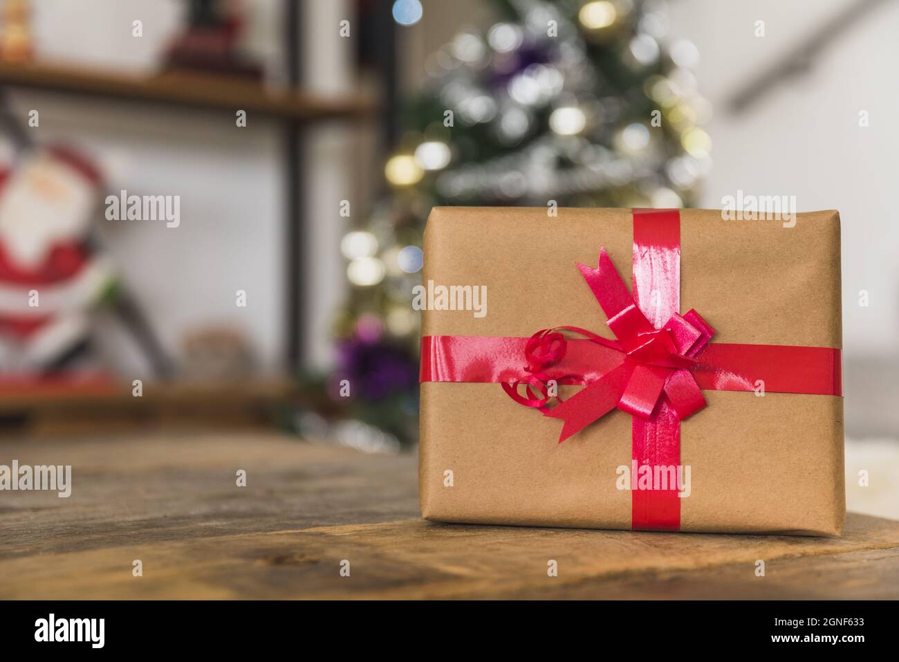 gift box with red ribbon table. High quality and resolution beautiful ...