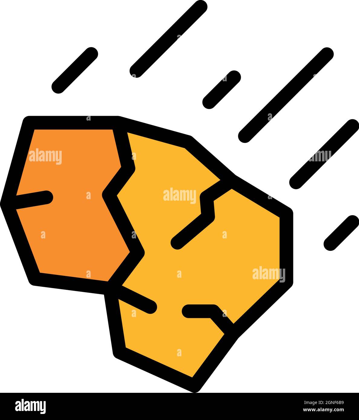 Falling stone icon. Outline falling stone vector icon color flat ...