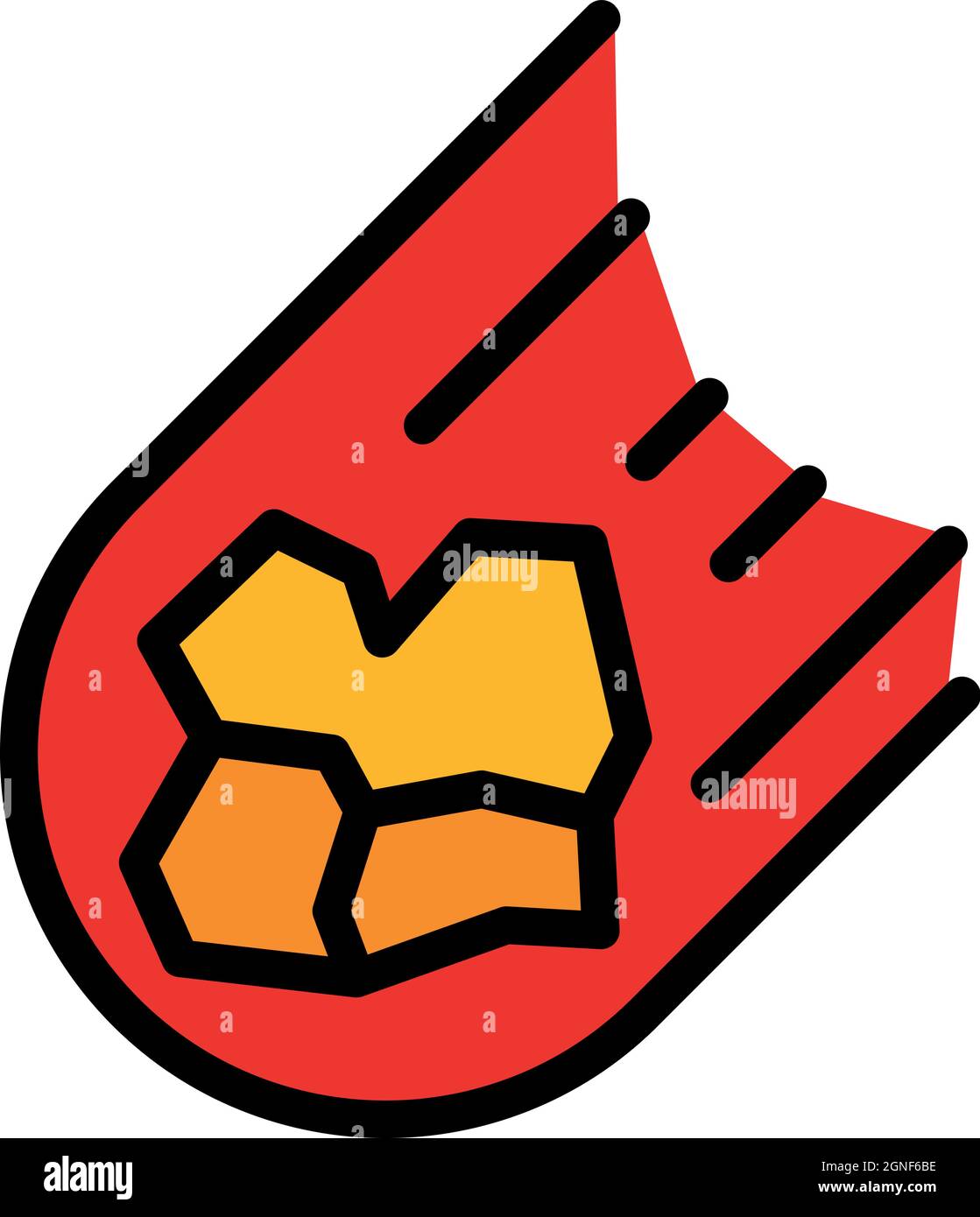 Flame asteroid icon. Outline flame asteroid vector icon color flat ...