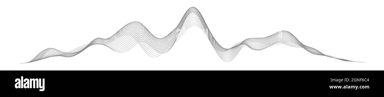 Sound wave in abstract style on white background. Abstract digital ...