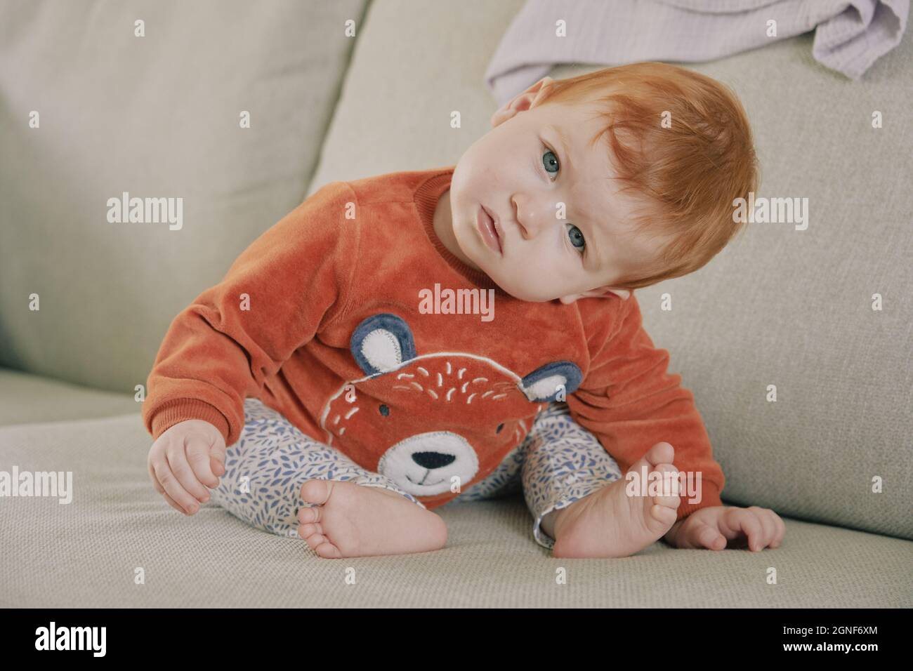 A seven-month old red haired baby girl Stock Photo - Alamy