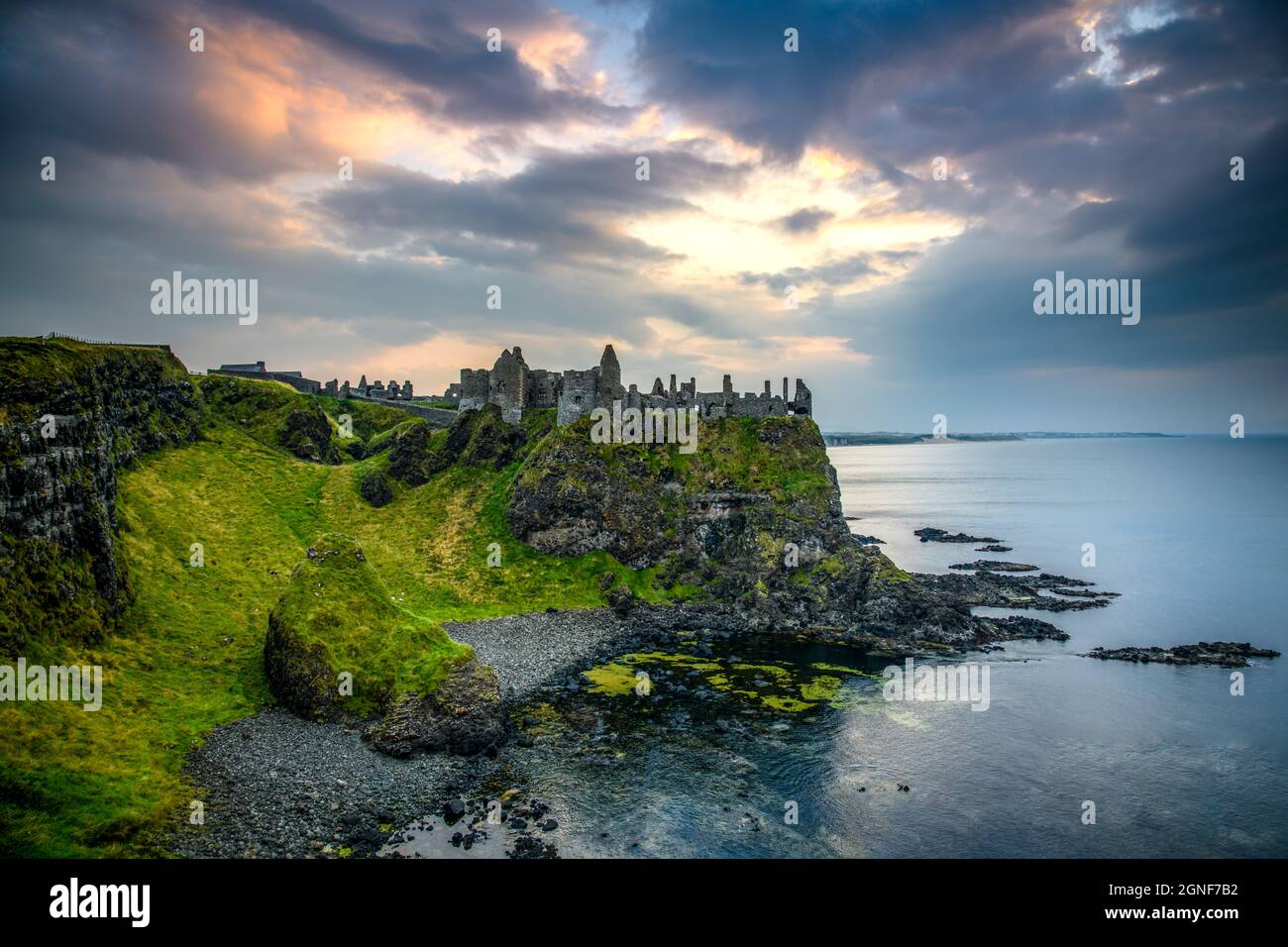 Dunluce Castle, Northern Ireland, just before sunset Stock Photo - Alamy
