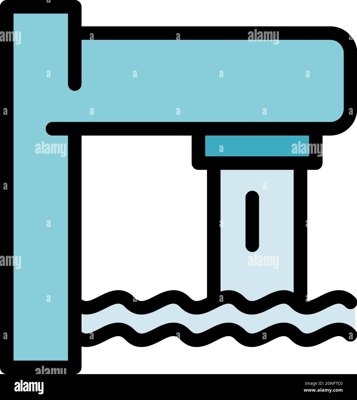 Tap water pool icon. Outline tap water pool vector icon color flat ...