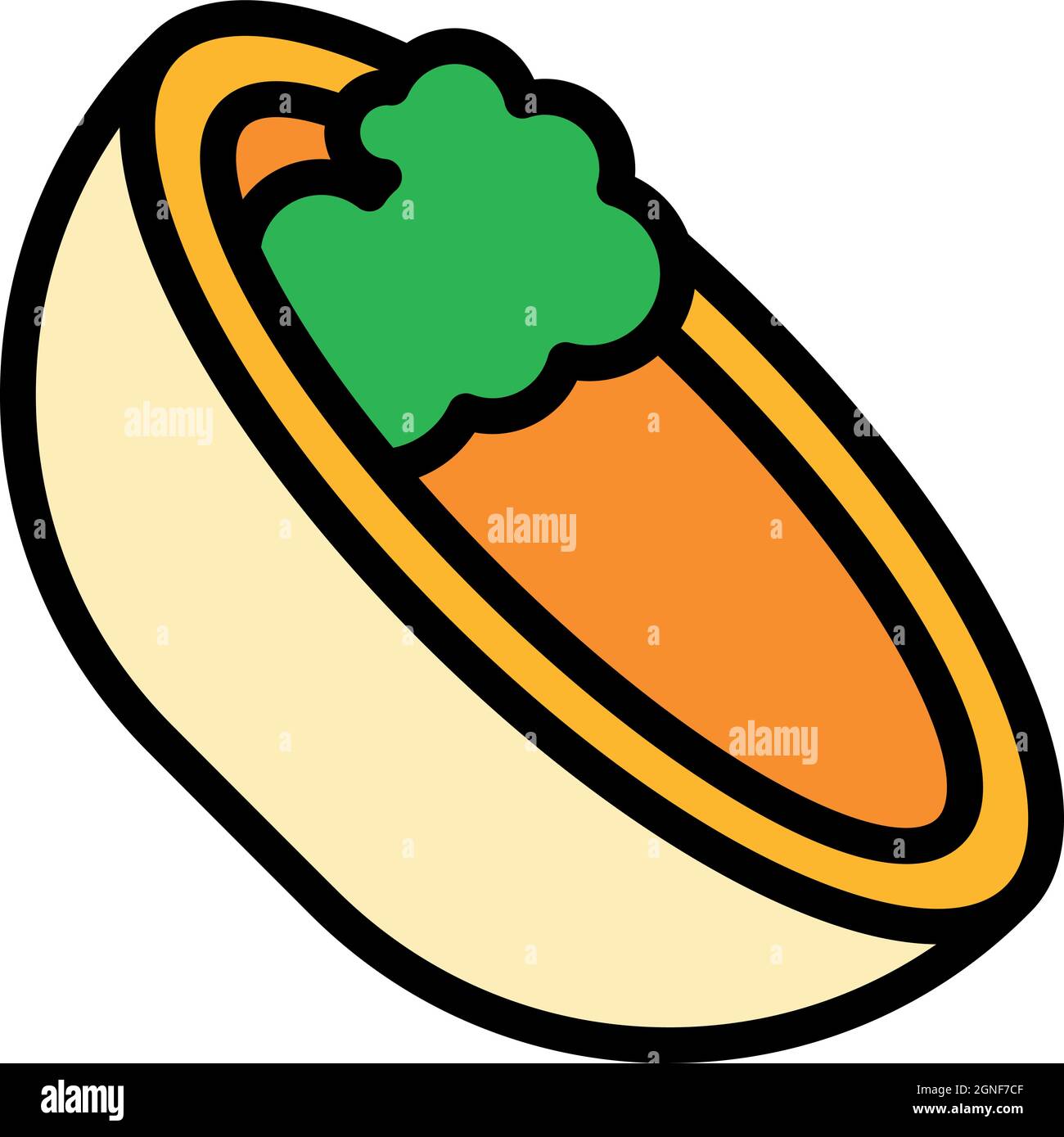 Pita in bowl icon. Outline pita in bowl vector icon color flat isolated ...