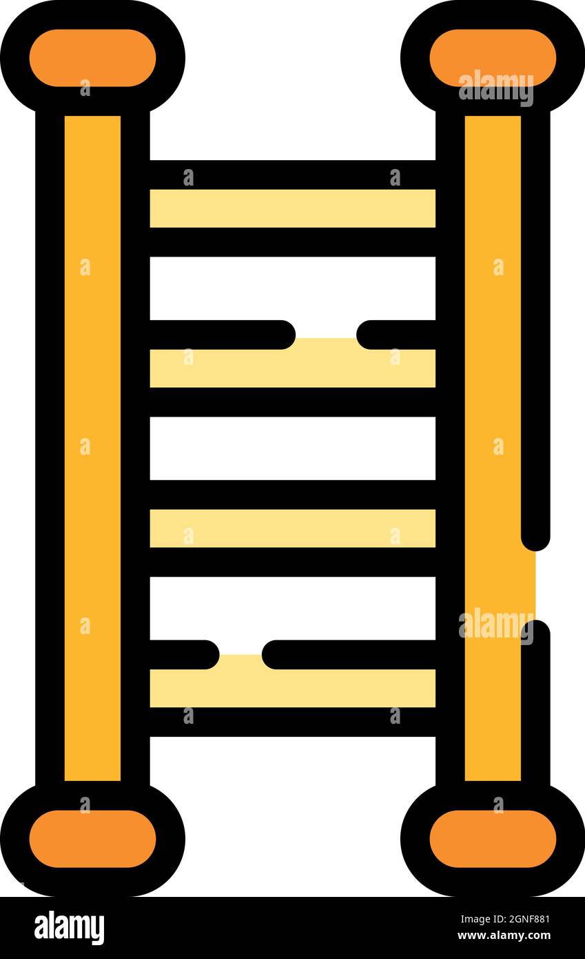 Fixed ladder icon. Outline fixed ladder vector icon color flat isolated ...