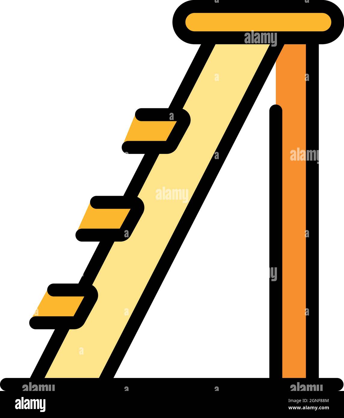 Wooden step ladder icon. Outline wooden step ladder vector icon color ...