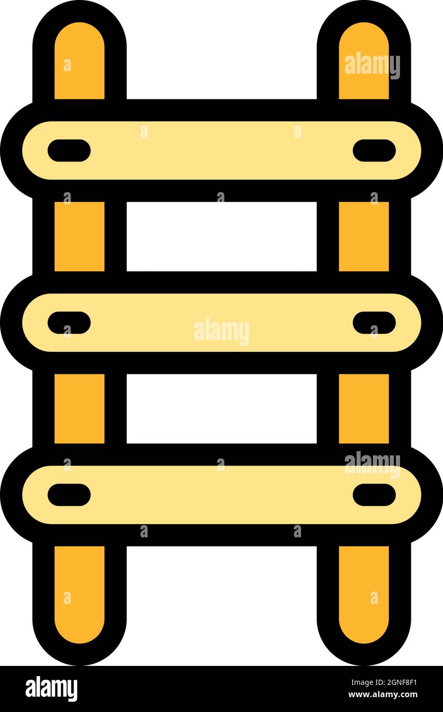 Climb step ladder icon. Outline climb step ladder vector icon color ...