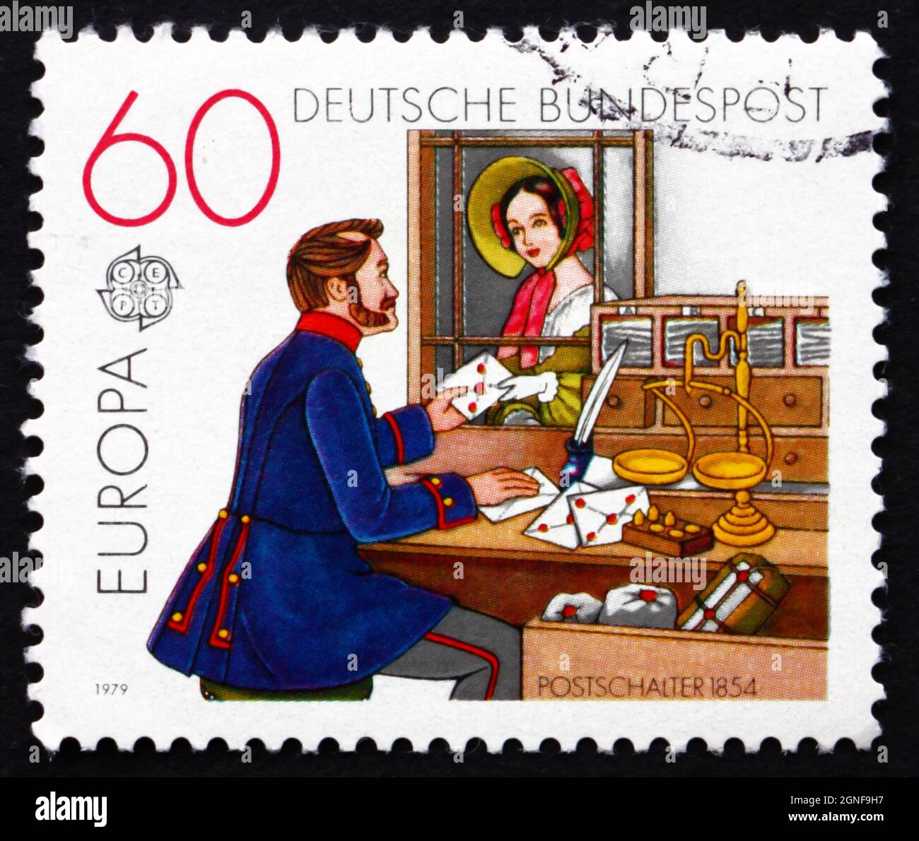 GERMANY - CIRCA 1979: a stamp printed in the Germany shows Post Office ...