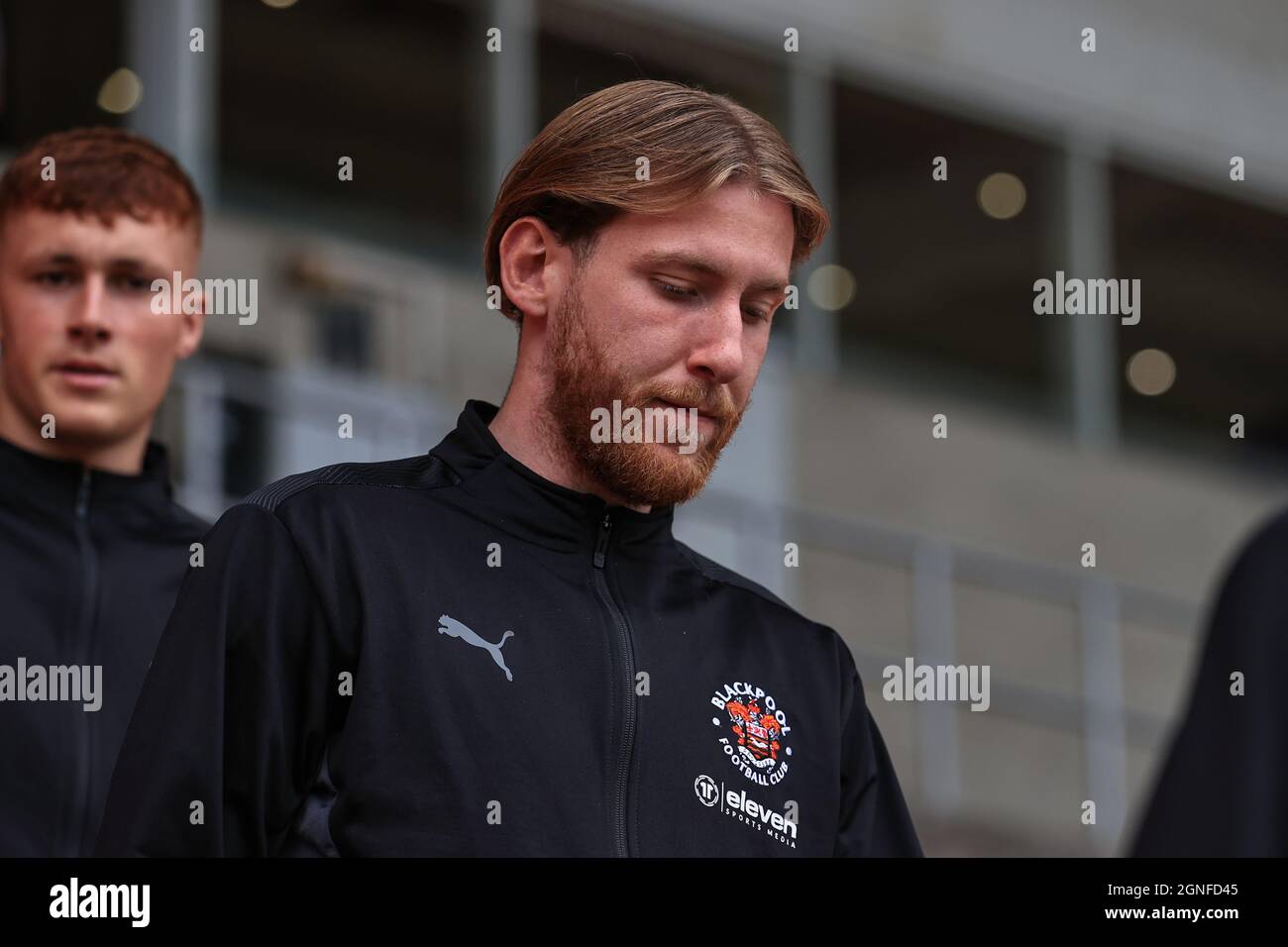 Josh Bowler #11 of Blackpool arrives at Bloomfield Road Stock Photo - Alamy