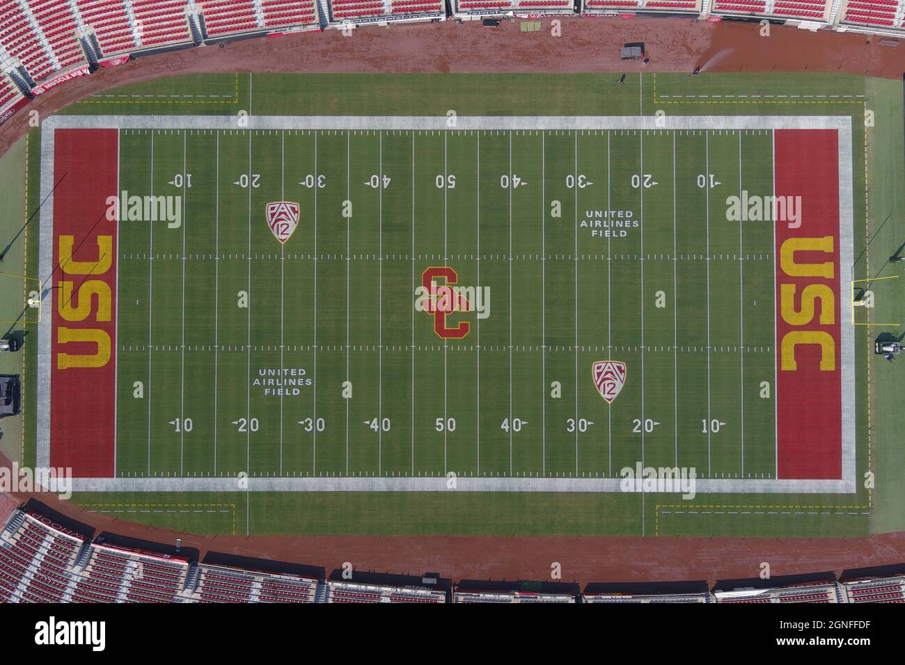 An aerial view of the Southern California Trojans and Pac-12 Conference ...