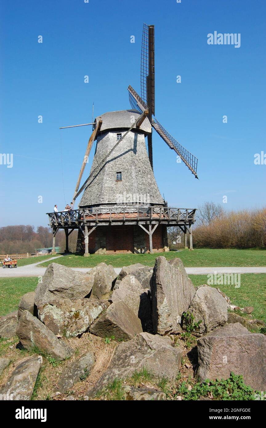Historic cap windmill in the open air museum, Detmold, Germany Stock ...