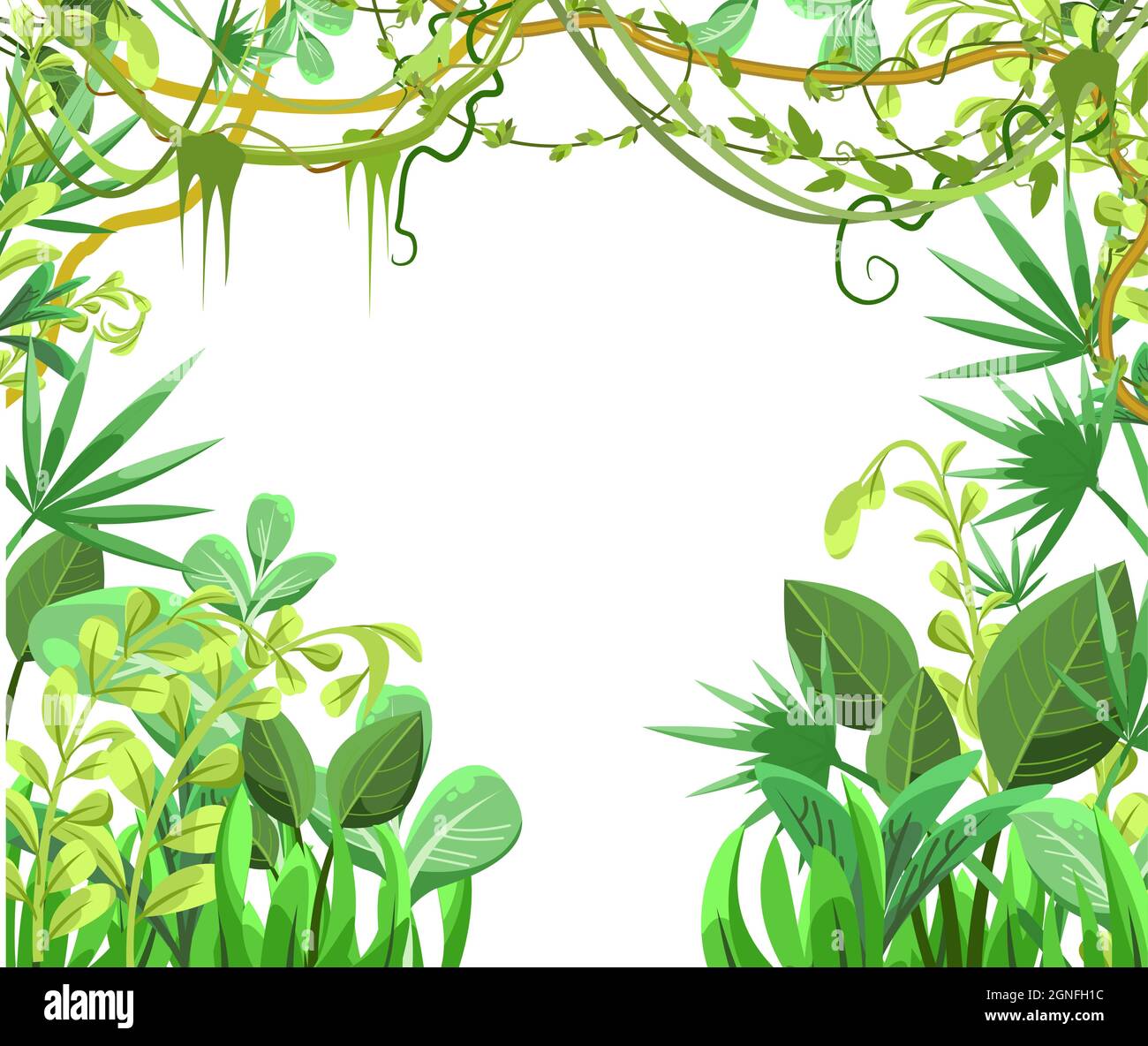 Cartoon Jungle Leaves Clip Art